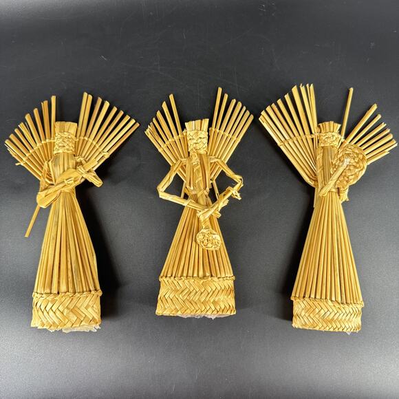Handmade | Holiday | Vintage Woven Rattan Straw Christmas Angel Set Of ...
